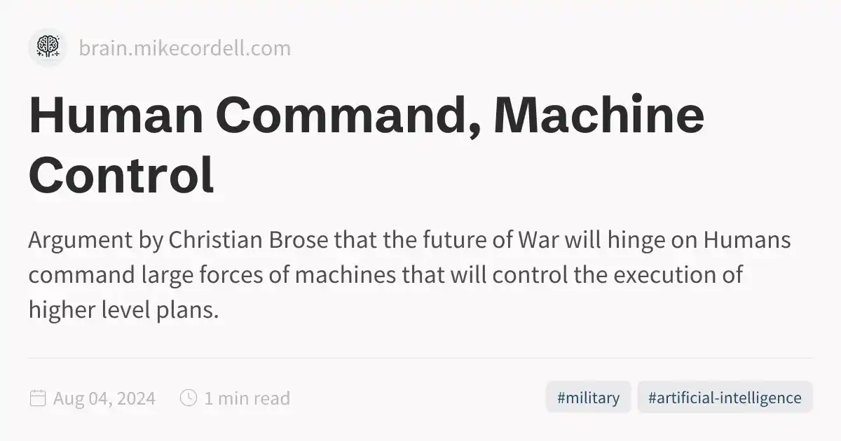 Human Command, Machine Control