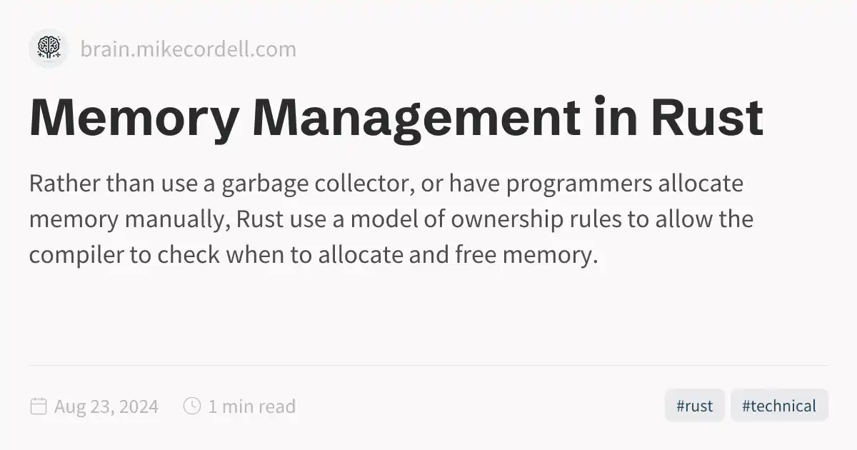 Memory Management In Rust