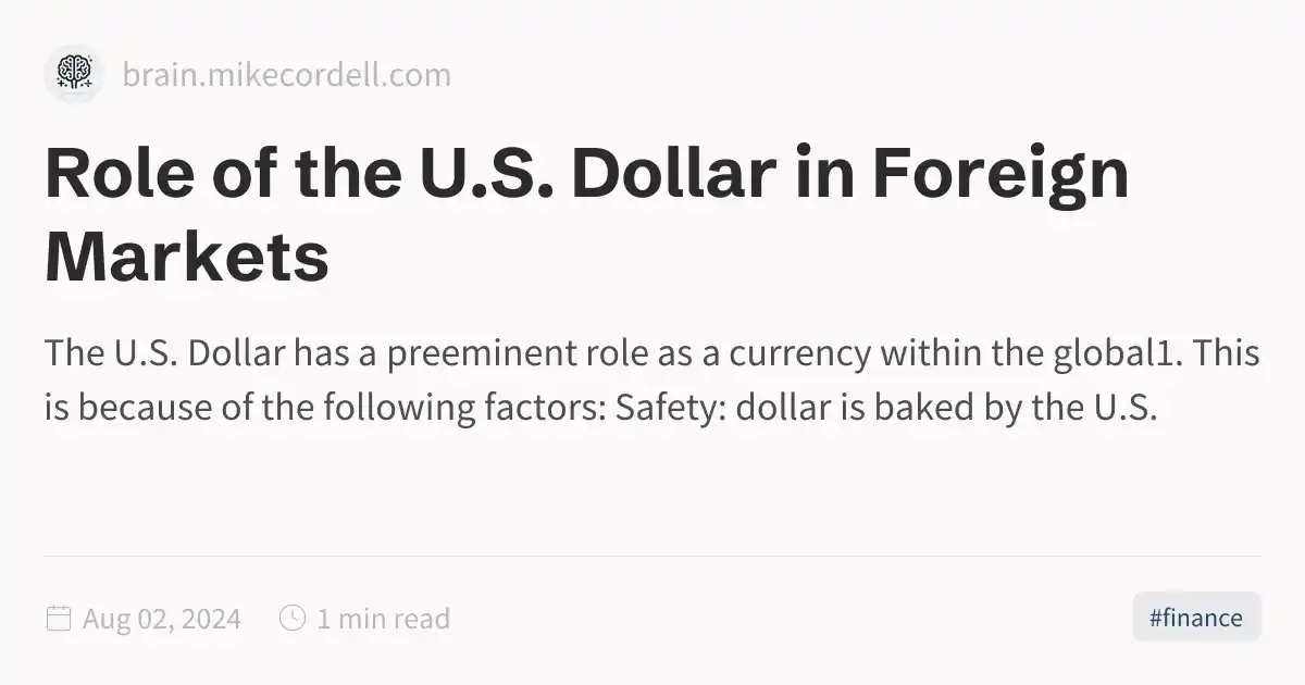 Role of the U.S. Dollar in Foreign Markets