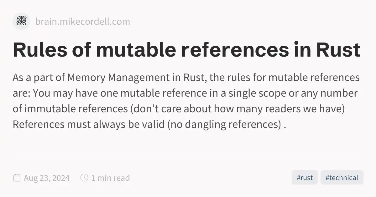Rules of mutable references in Rust